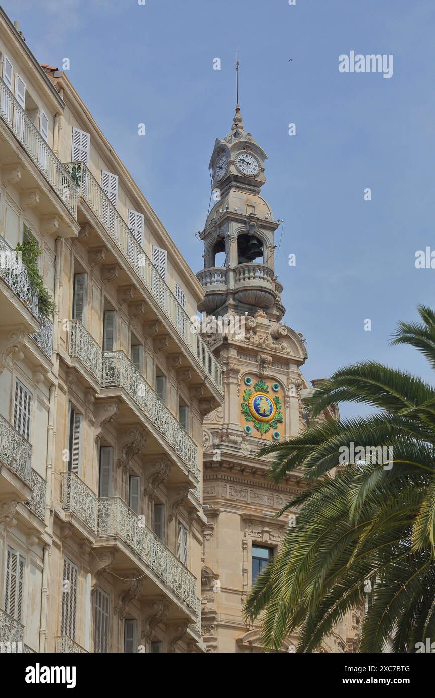 Villa with clock tower, medallion and balcony railing, house, Rue ...