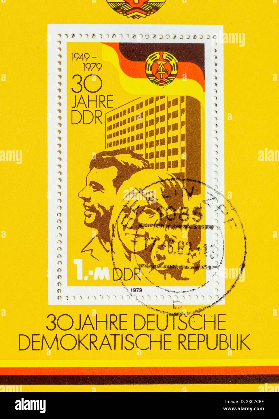 Stamp 30 years DDR, DDR, German Democratic Republic, Germany Stock ...