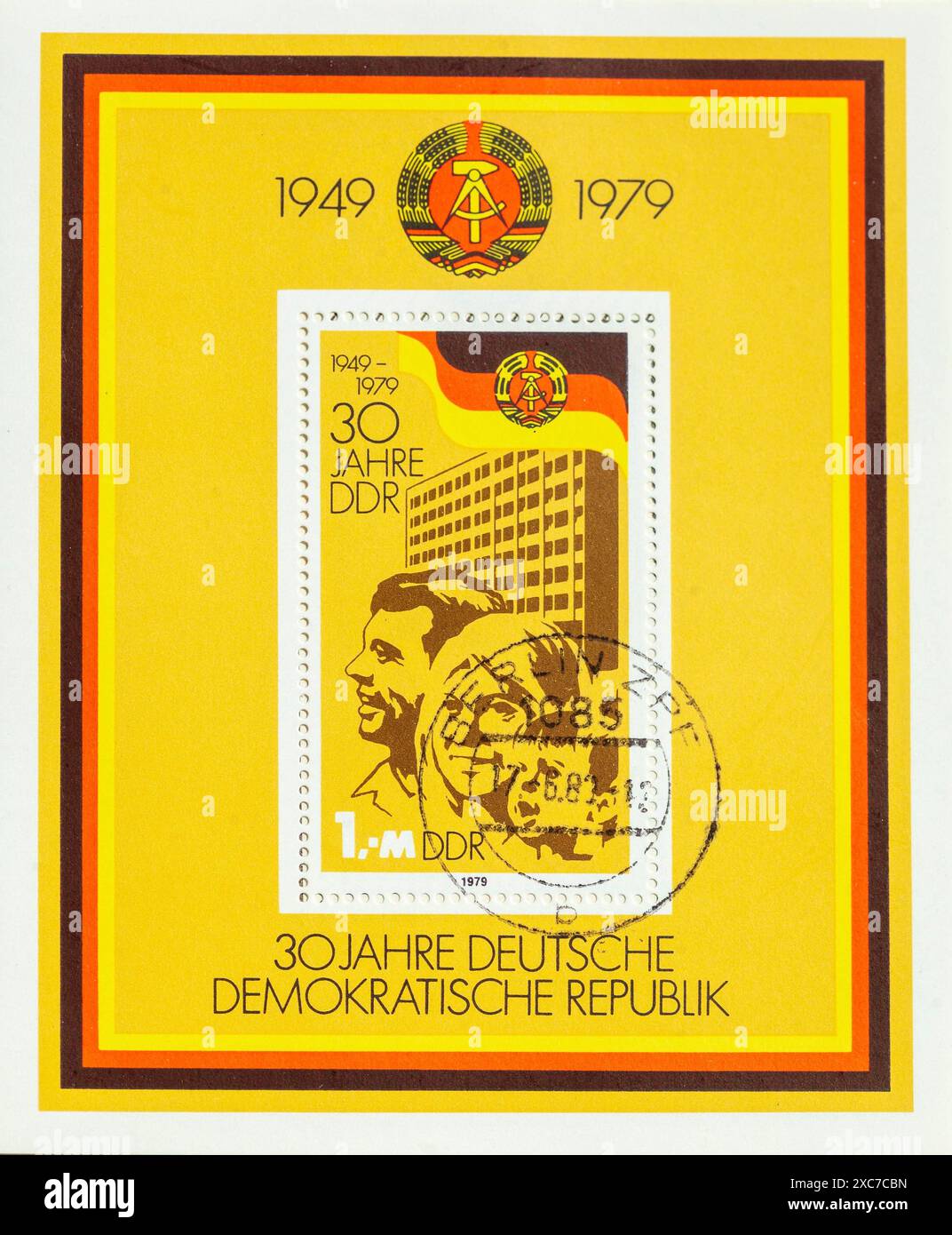 Stamp 30 years DDR, DDR, German Democratic Republic, Germany Stock ...