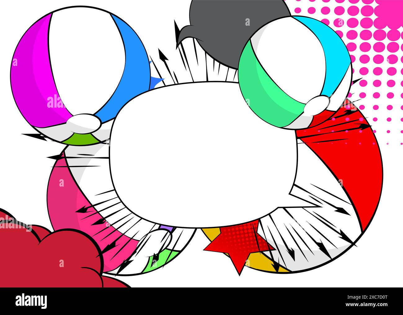 Cartoon Beach Ball with blank speech bubble, comic book Summer Toy ...