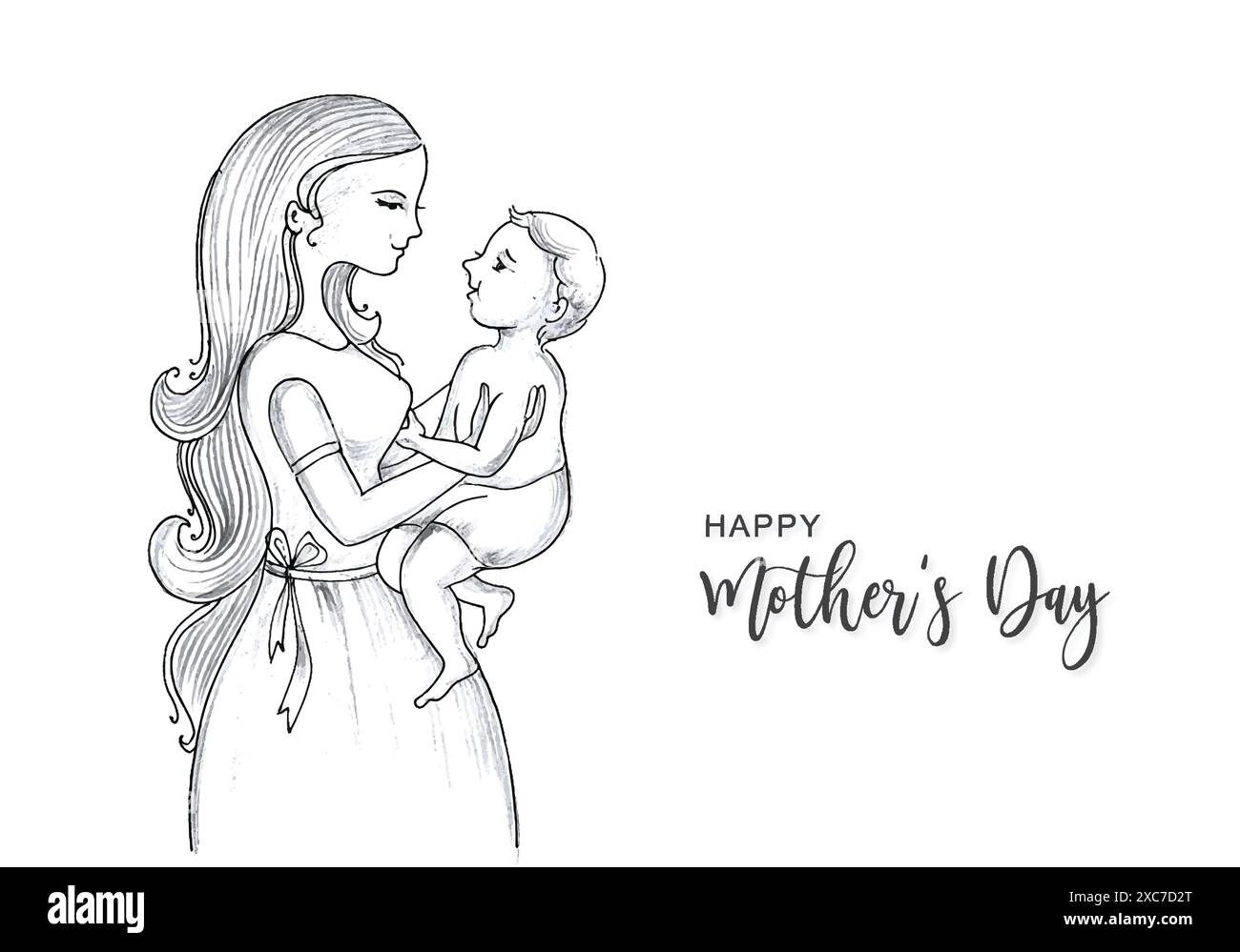 Hand draw sketch mothers day for mom and son design Stock Vector Image ...