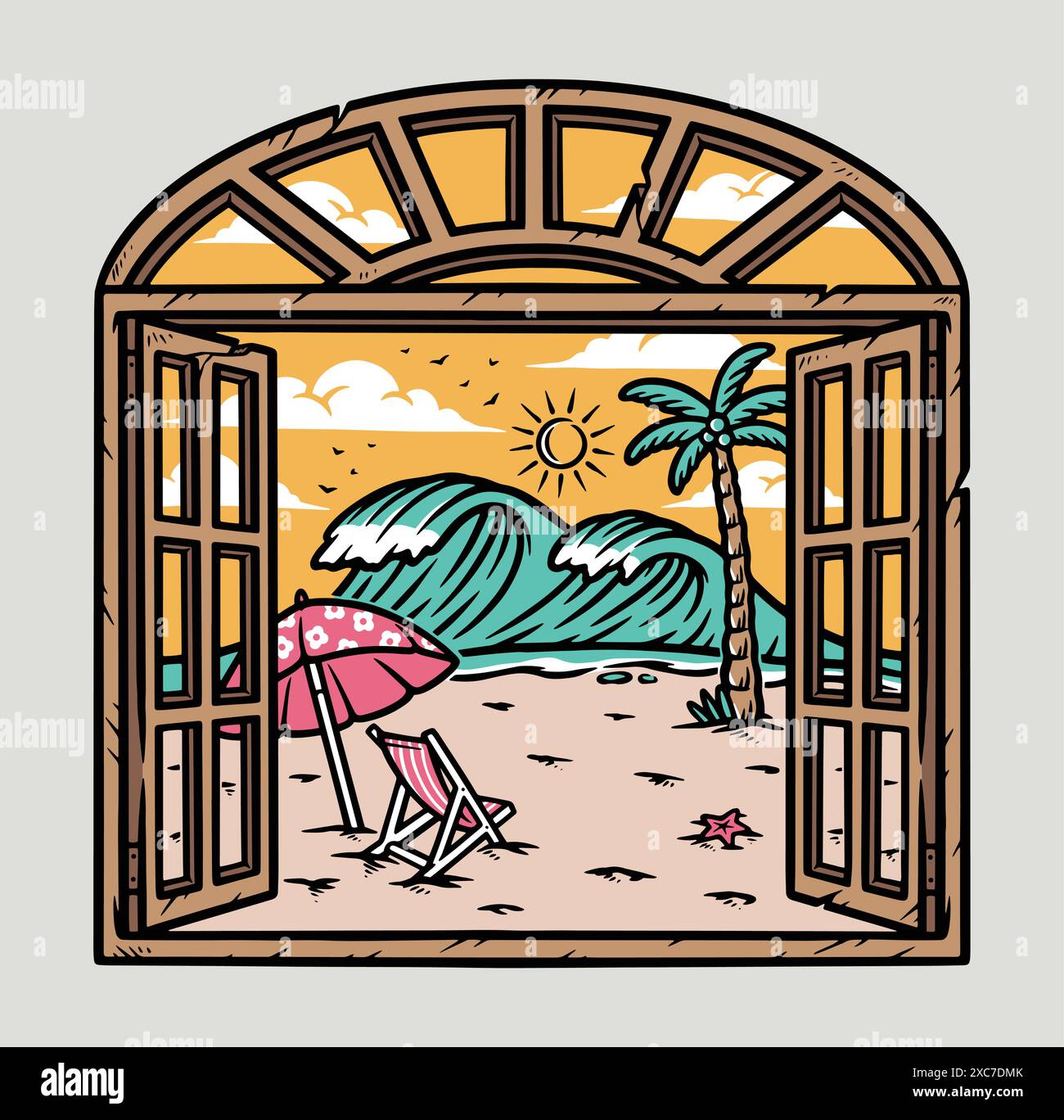 Ocean window view Stock Vector Images - Alamy