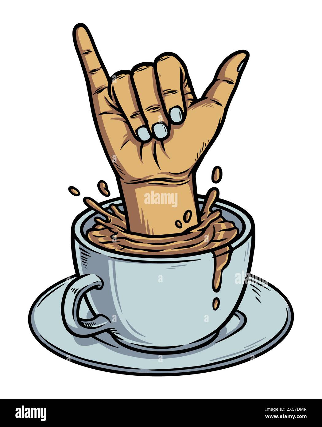 Coffee and shaka hand sign Stock Vector Image & Art - Alamy
