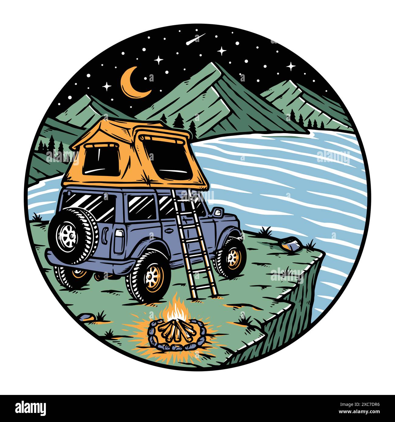 Camping landscape van tent Stock Vector Images - Alamy