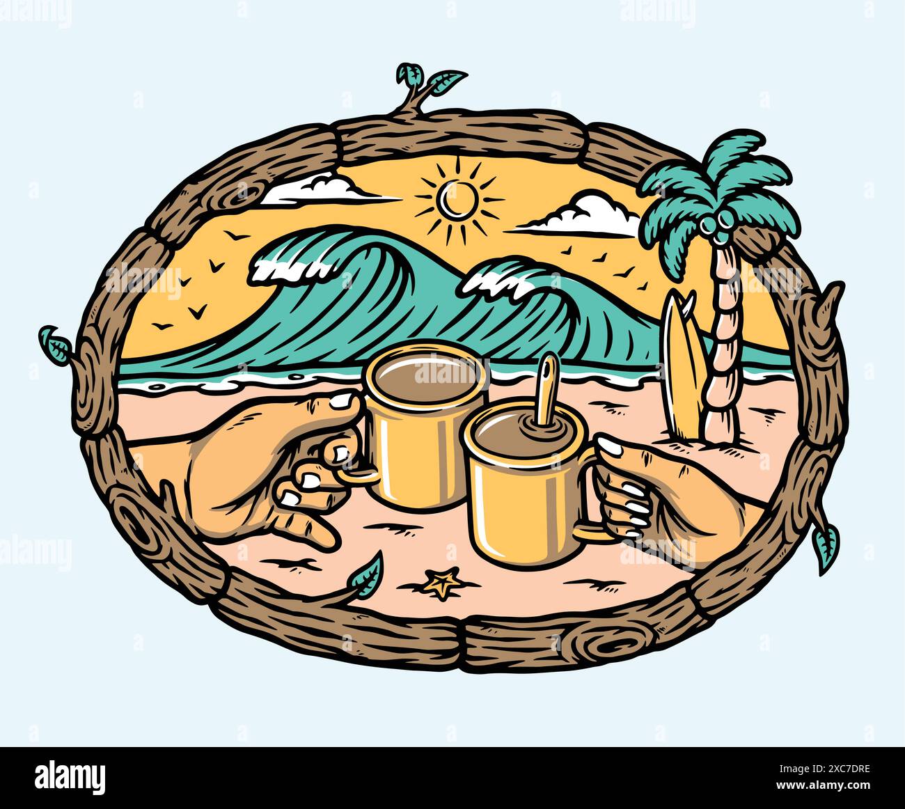 Coffee and beach Stock Vector Images - Alamy