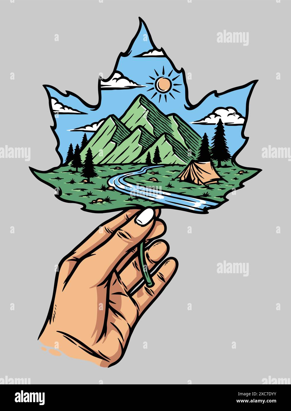 Summer view on mountain Stock Vector Images - Alamy