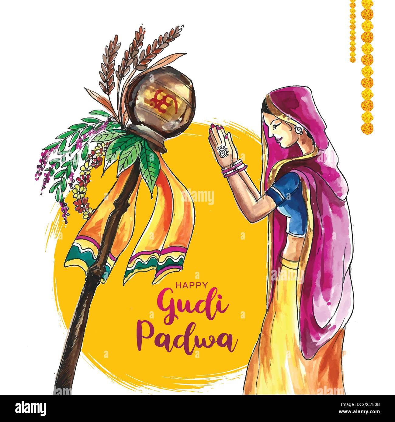 Gudi padwa vector vectors Cut Out Stock Images & Pictures - Alamy