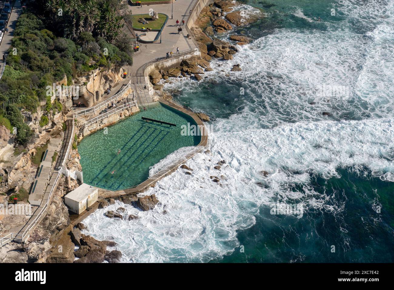 Sydney ocean pool from above in helicopter Stock Photo - Alamy