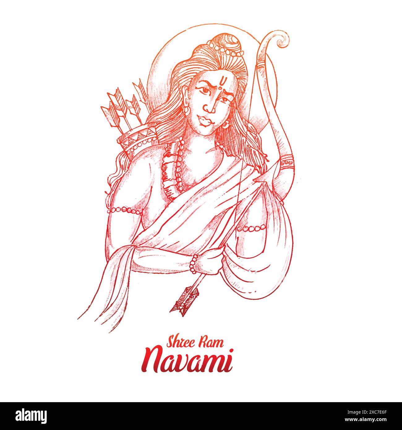 Shri ram navami with bow & arrow sketch kard design Stock Vector Image ...