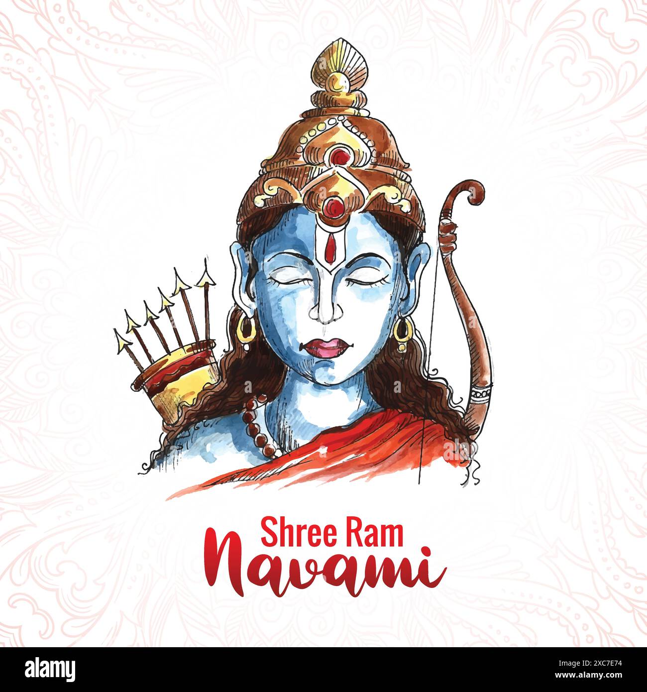 Beautiful Shri ram navami blessing wishes greeting card background ...
