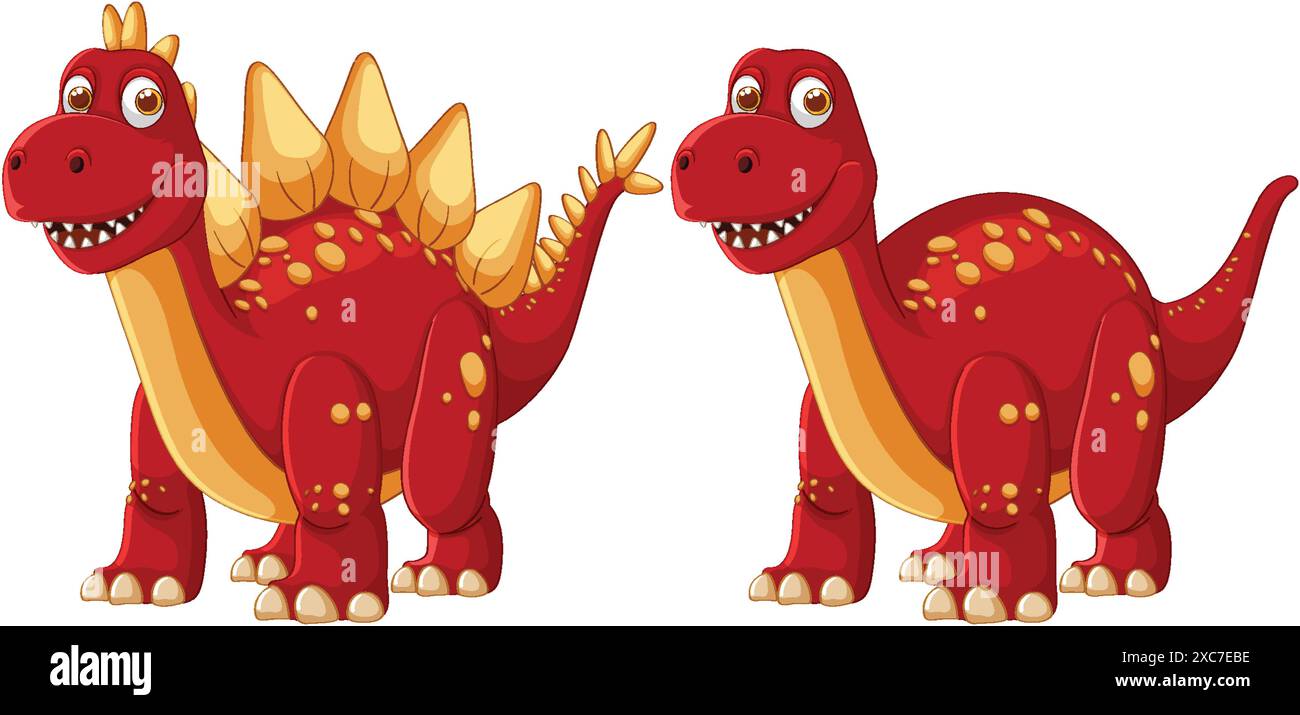 Two smiling red dinosaurs with yellow spots Stock Vector Image & Art ...