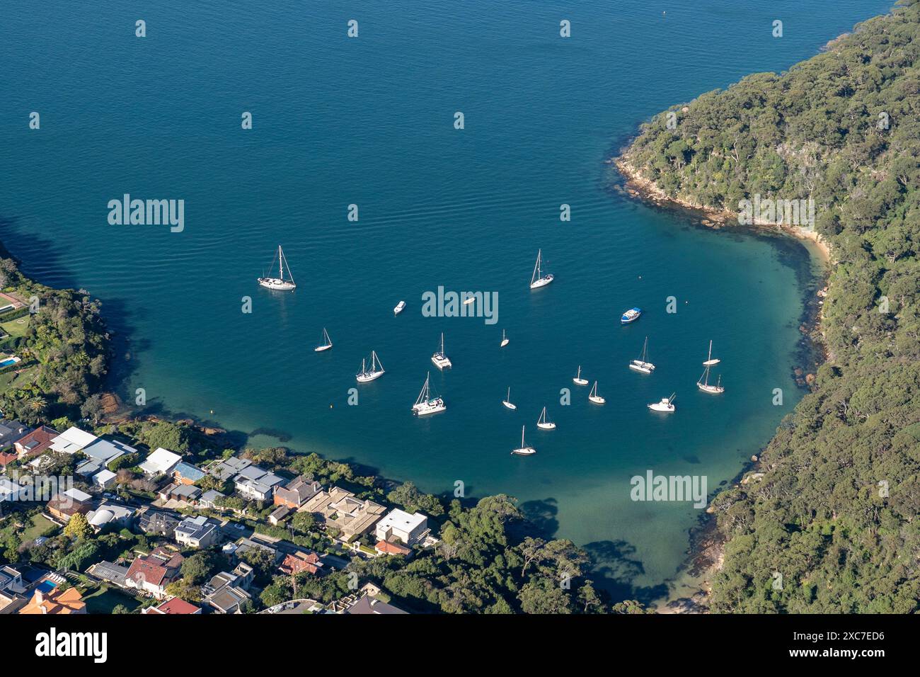 Aerial view of Neutral bay Harbour in Sydney Australia, boats from ...