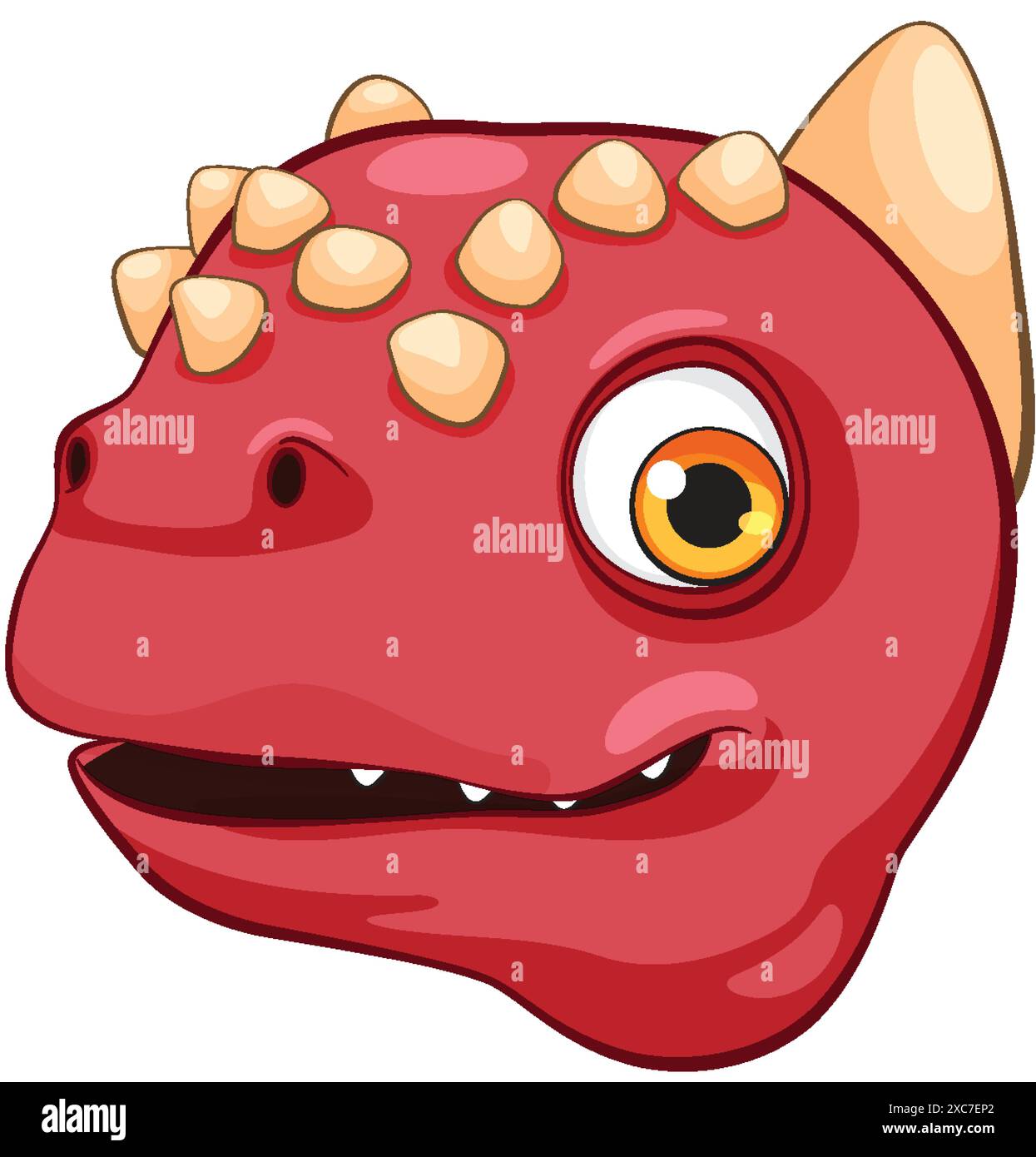 Adorable cartoon dinosaur with big eyes and spikes Stock Vector Image ...