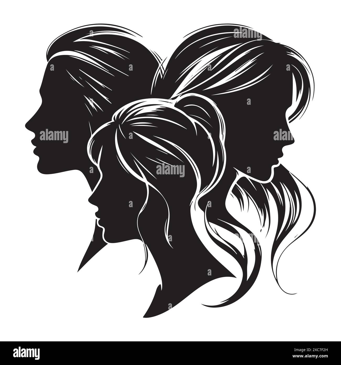 Silhouette set of woman head. Vector isolated illustration Stock Vector ...