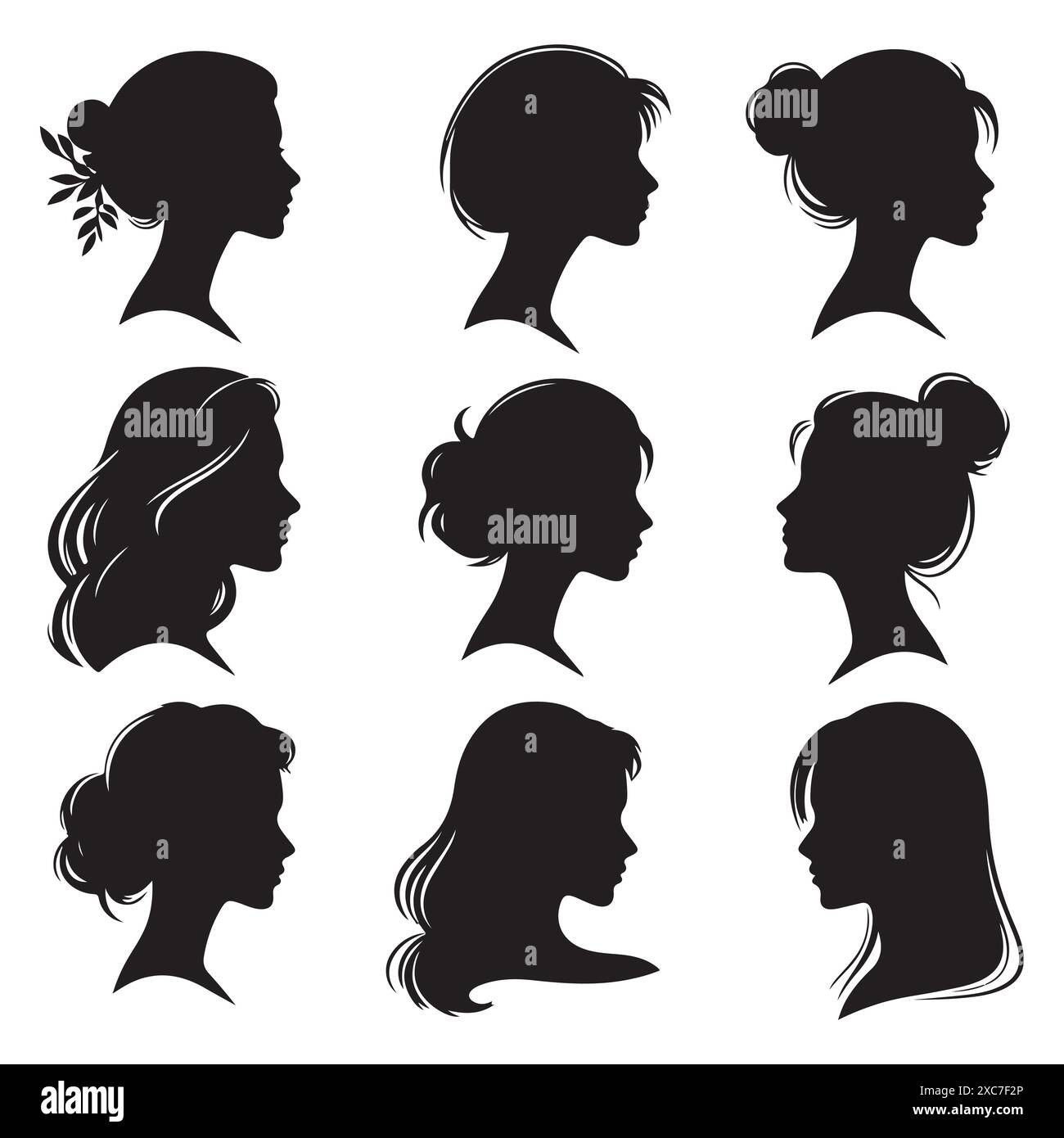 Silhouette set of woman head. Vector isolated illustration Stock Vector ...