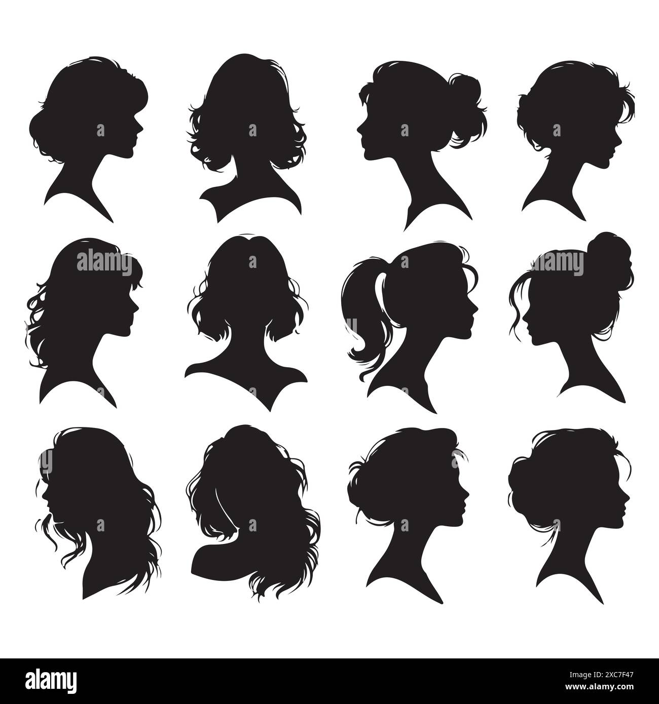 Silhouette set of woman head. Vector isolated illustration Stock Vector ...