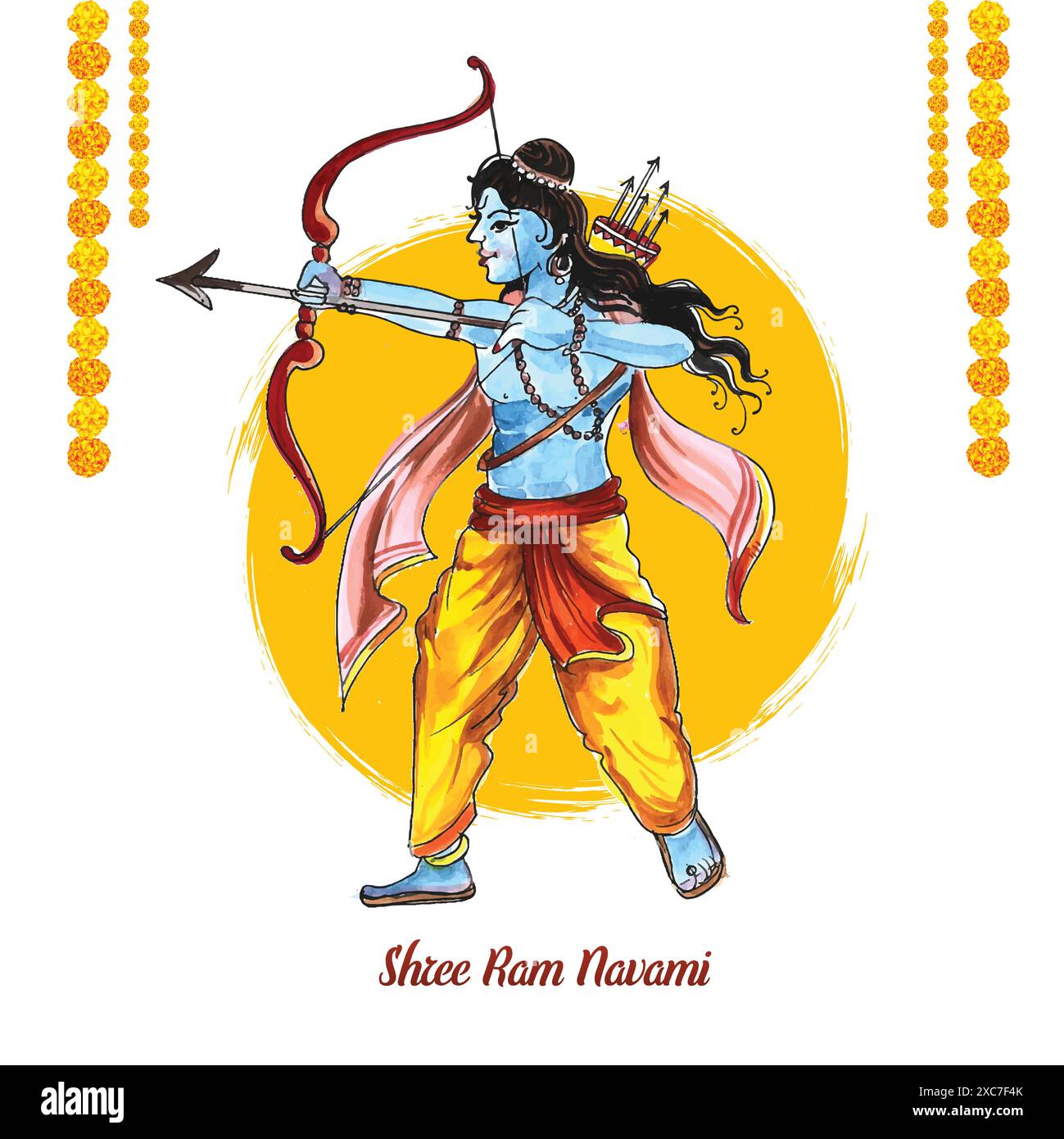 Lord shree ram navami festival wishes card background Stock Vector ...