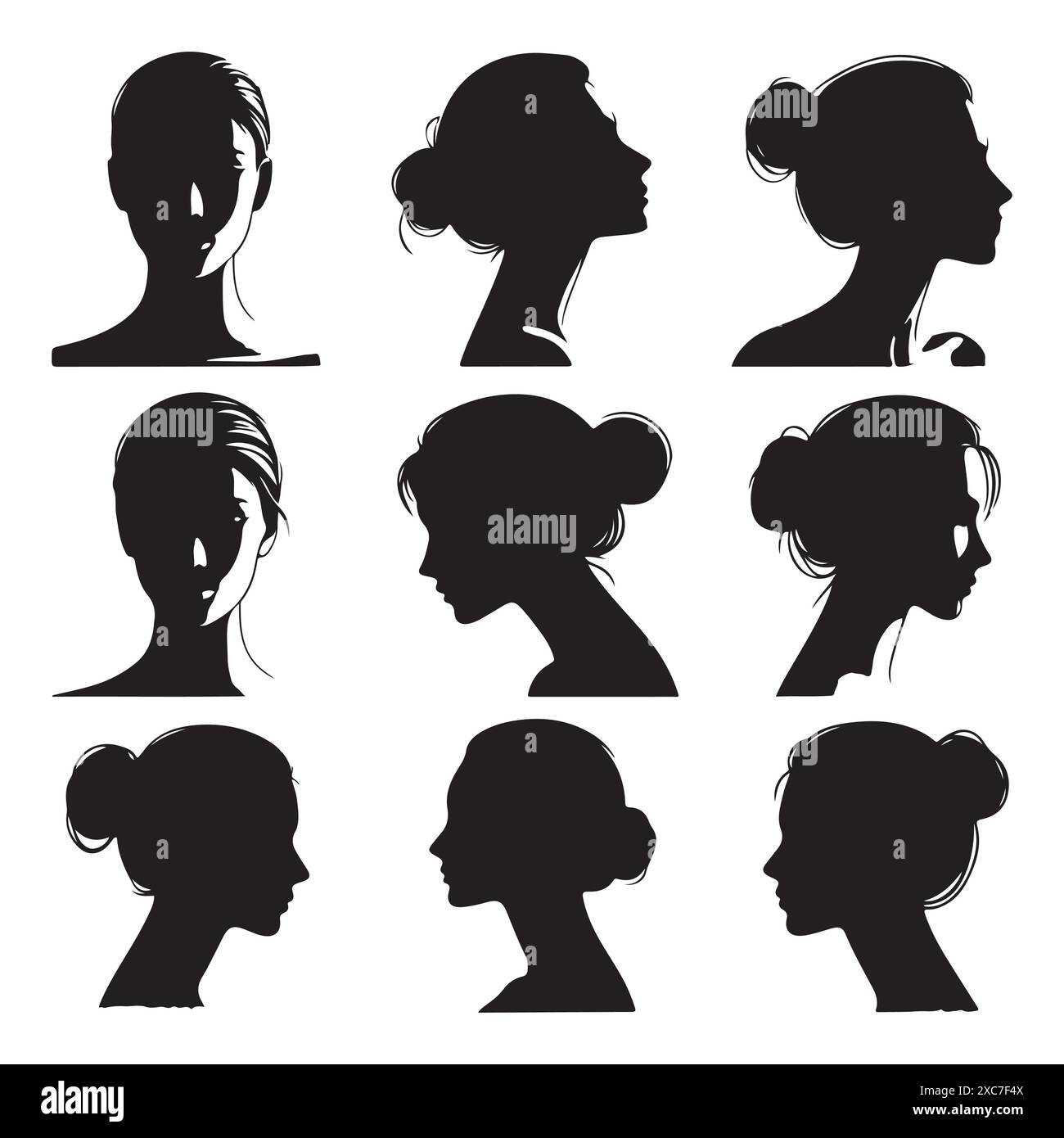 Silhouette set of woman head. Vector isolated illustration Stock Vector ...