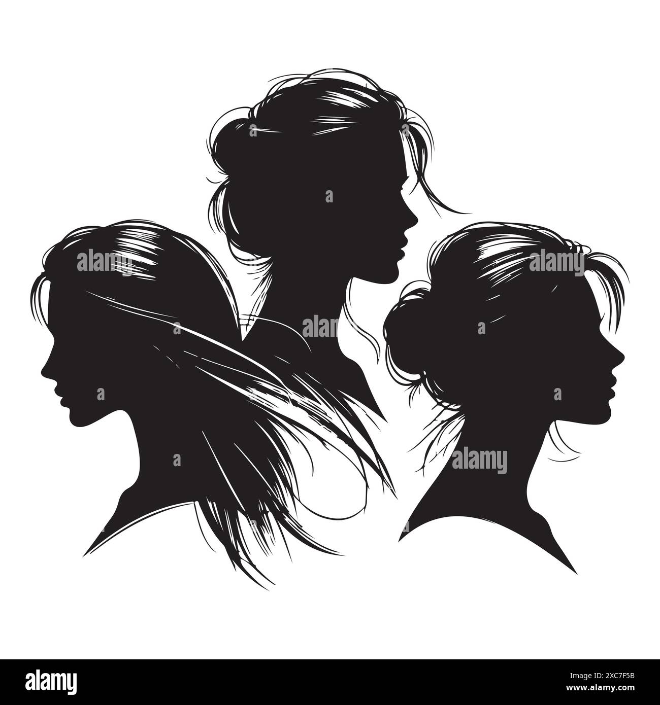 Silhouette set of woman head. Vector isolated illustration Stock Vector ...