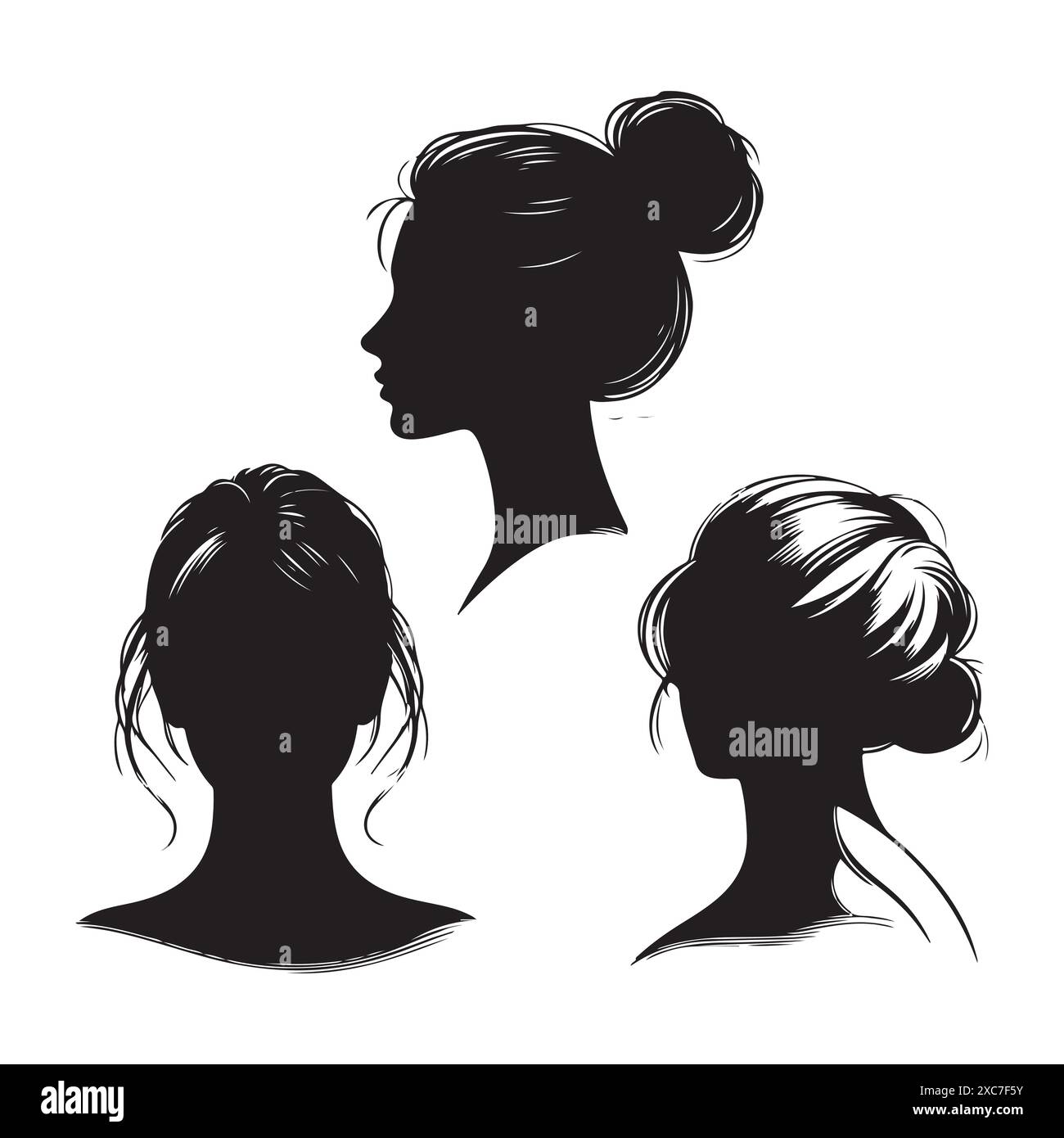 Silhouette set of woman head. Vector isolated illustration Stock Vector ...