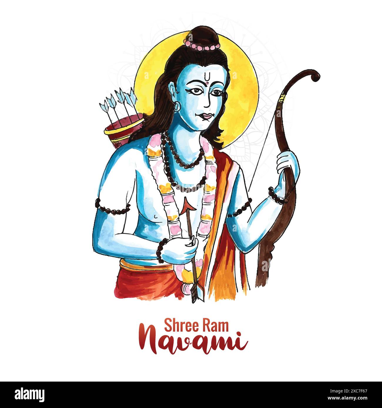Beautiful Shri ram navami blessing wishes greeting card background ...