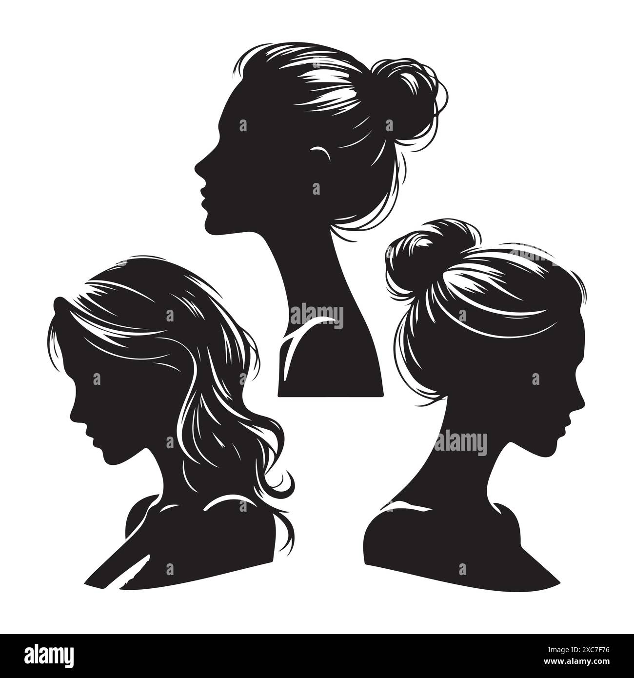 Silhouette set of woman head. Vector isolated illustration Stock Vector ...