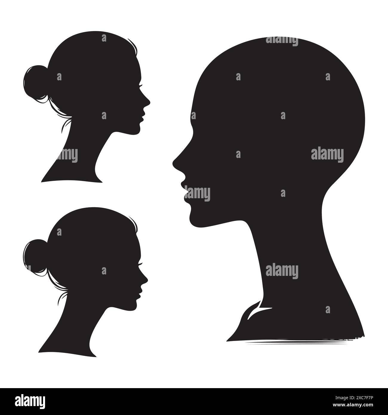 Silhouette set of woman head. Vector isolated illustration Stock Vector ...