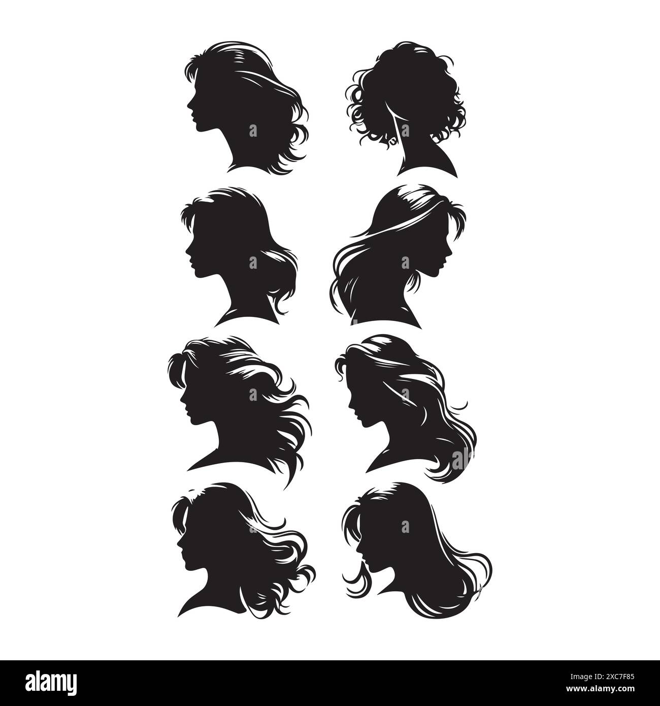 Silhouette set of woman head. Vector isolated illustration Stock Vector ...