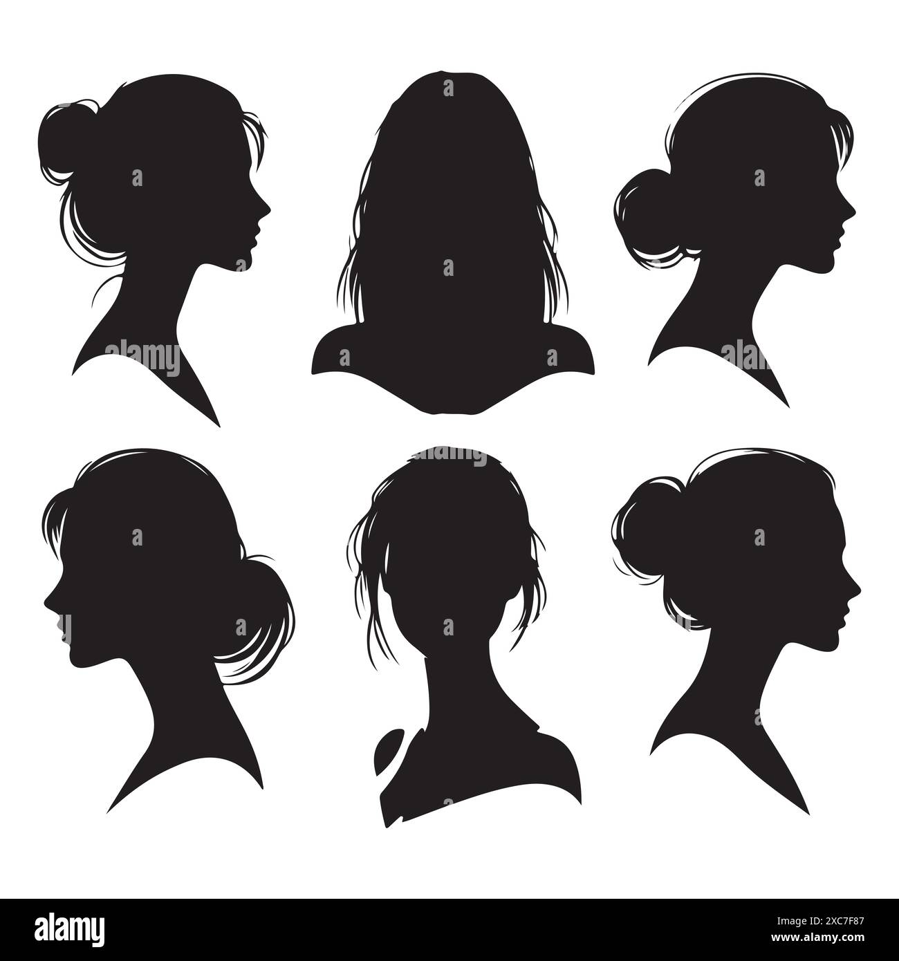 Silhouette set of woman head. Vector isolated illustration Stock Vector ...
