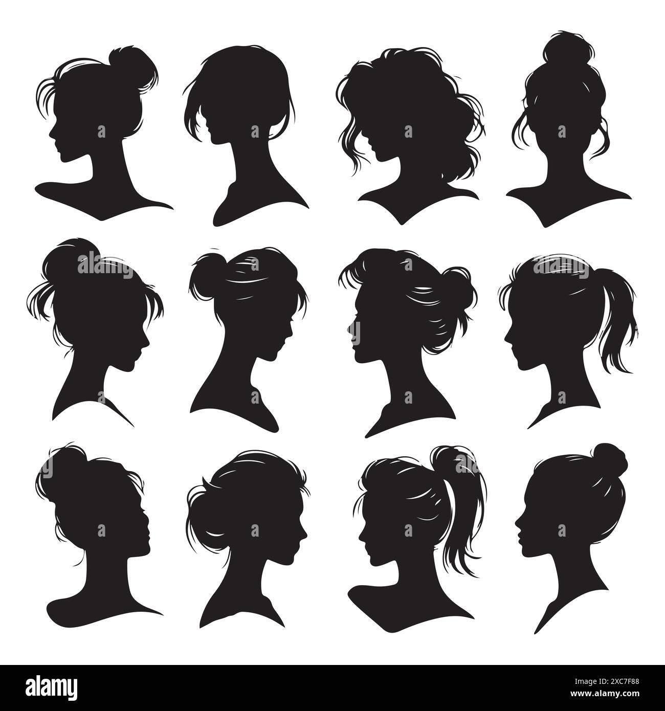 Silhouette set of woman head. Vector isolated illustration Stock Vector ...