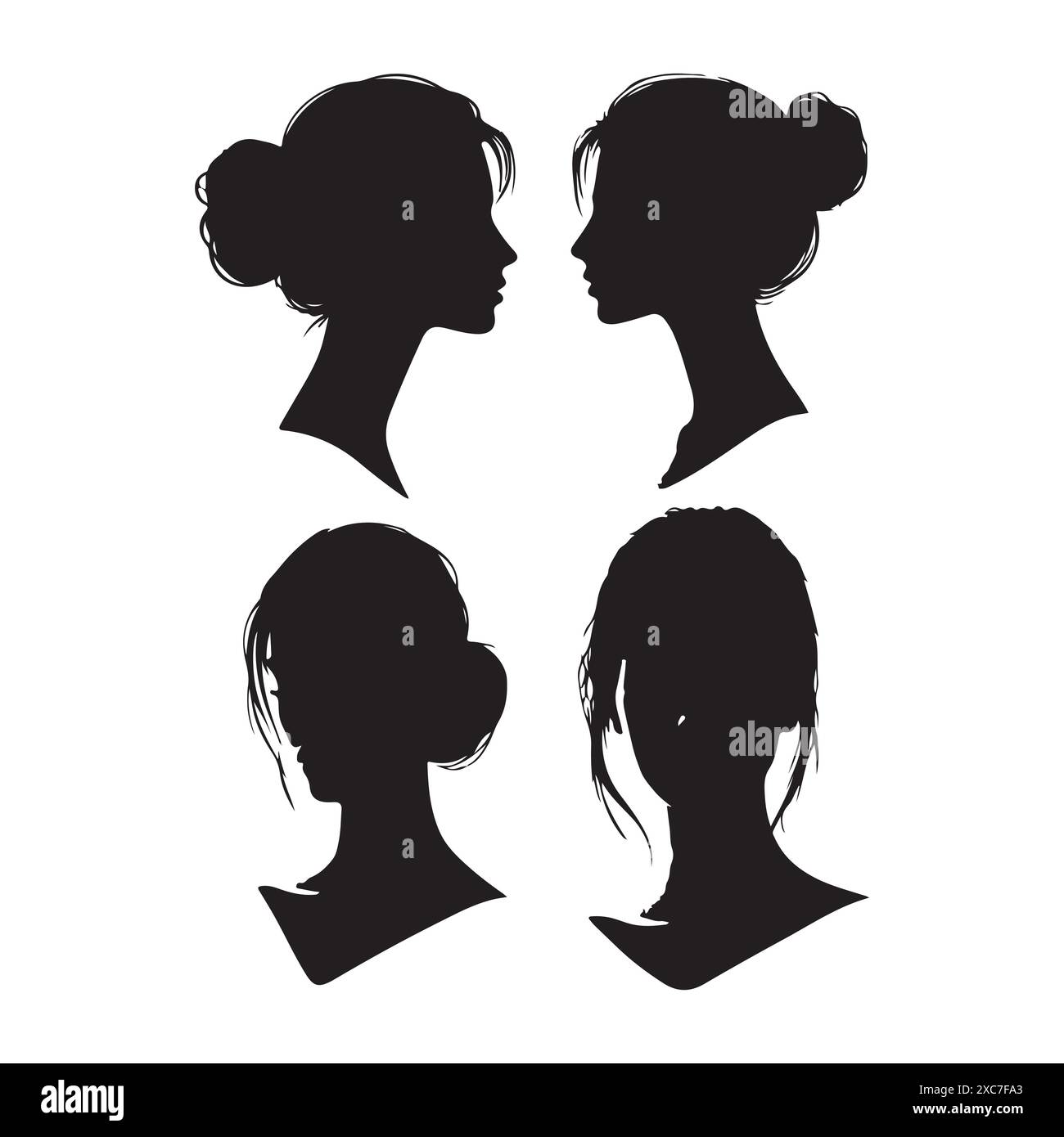 Silhouette set of woman head. Vector isolated illustration Stock Vector ...