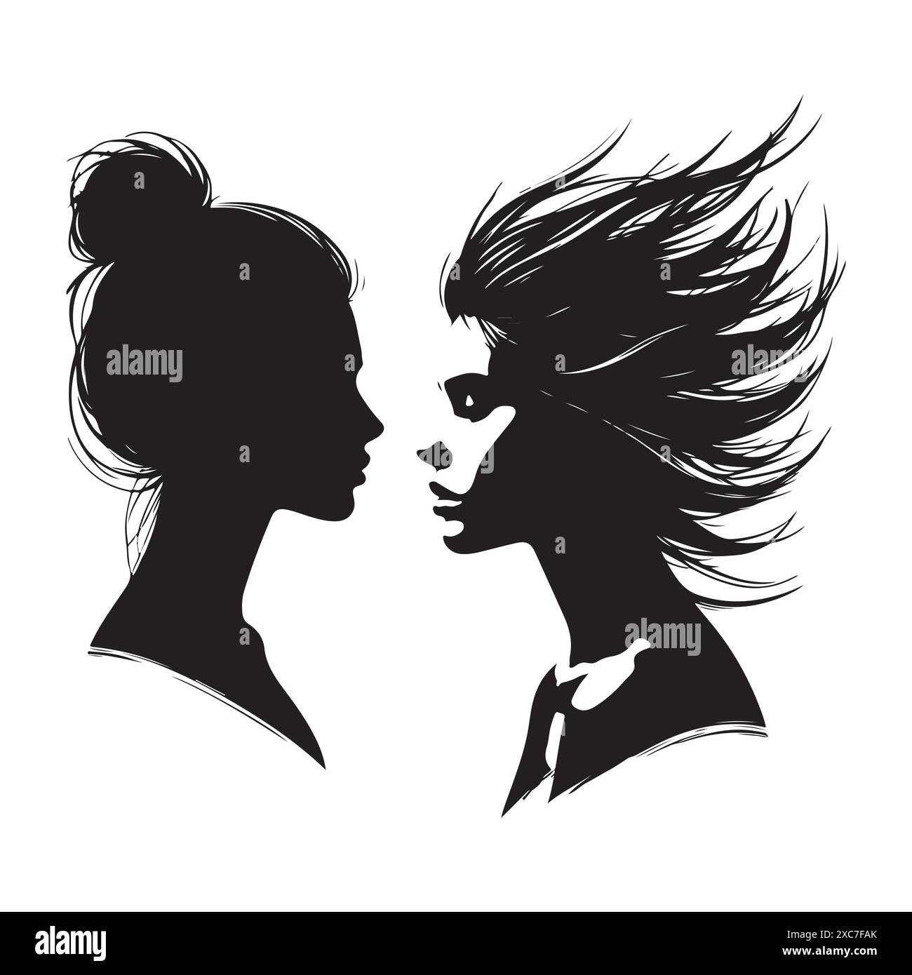 Silhouette set of woman head. Vector isolated illustration Stock Vector ...
