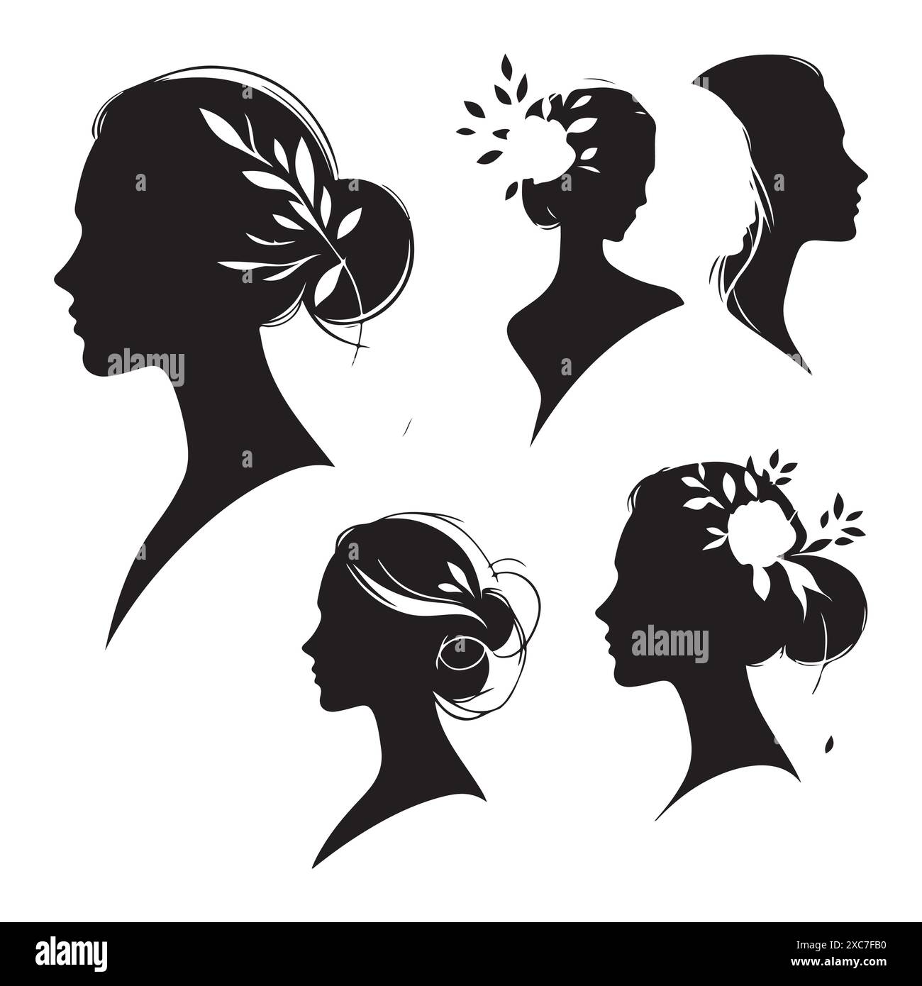 Silhouette set of woman head. Vector isolated illustration Stock Vector ...