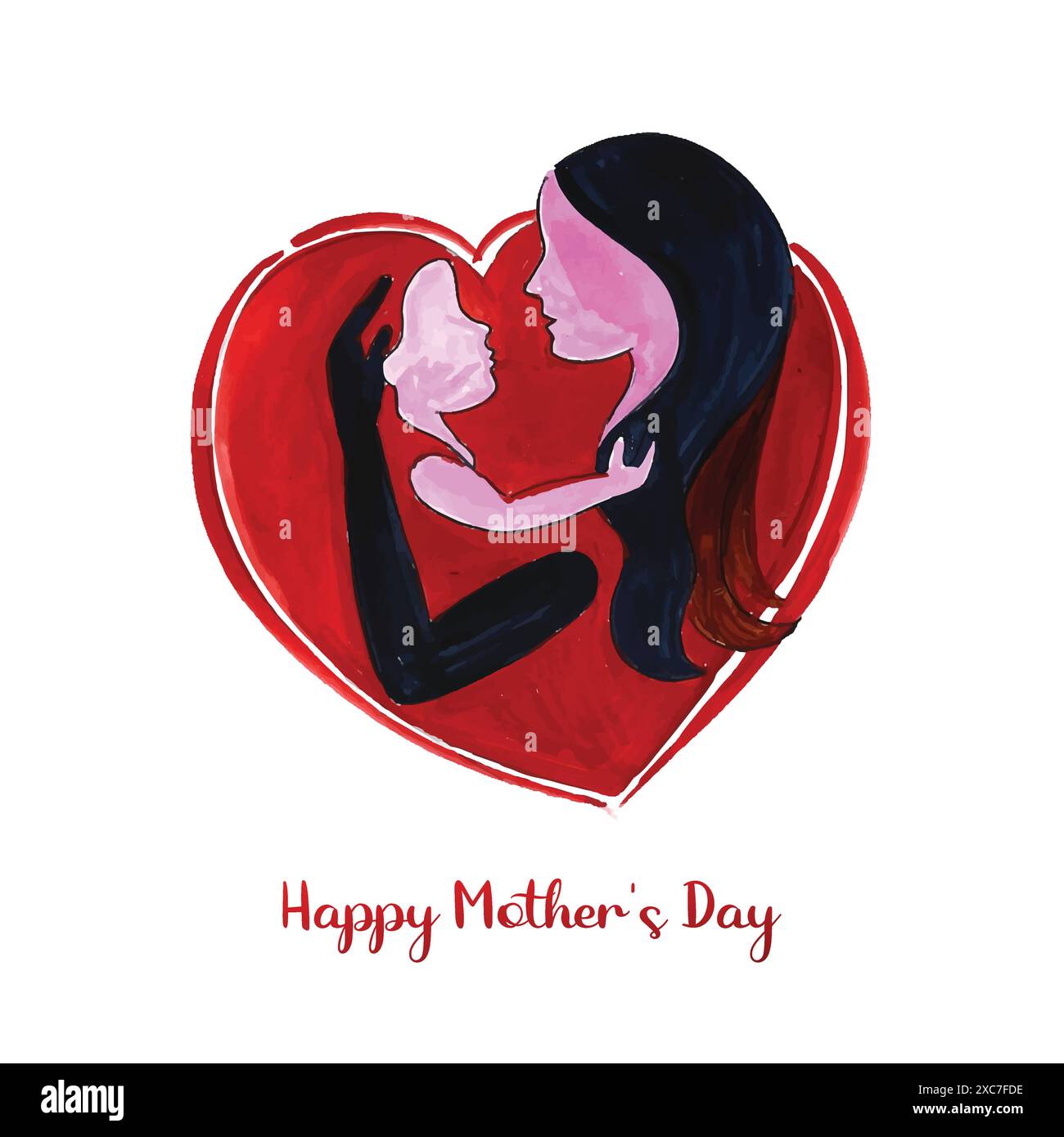 Illustration of Mother's Day. Mother and Son. Mother Holding Baby In ...