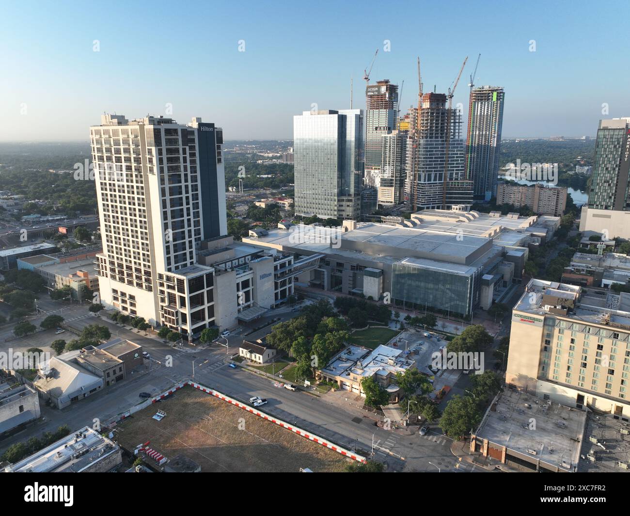 Aerial view of Austin: A vibrant and diverse city in Texas known for its live music scene ...