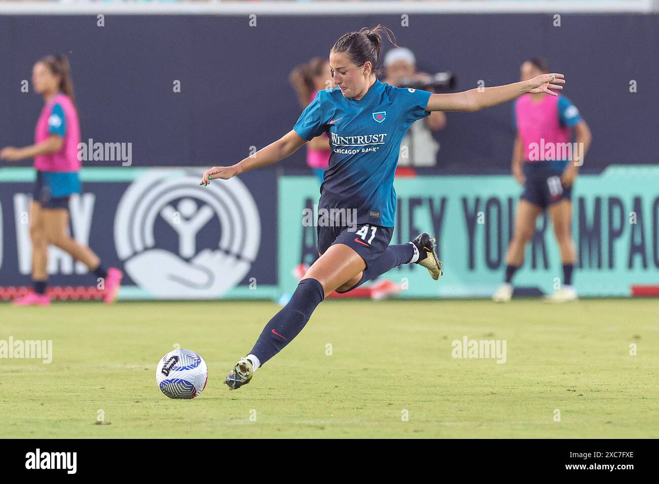 June 14, 2024: Chicago Red Stars defender Hannah Anderson (41) prepares ...