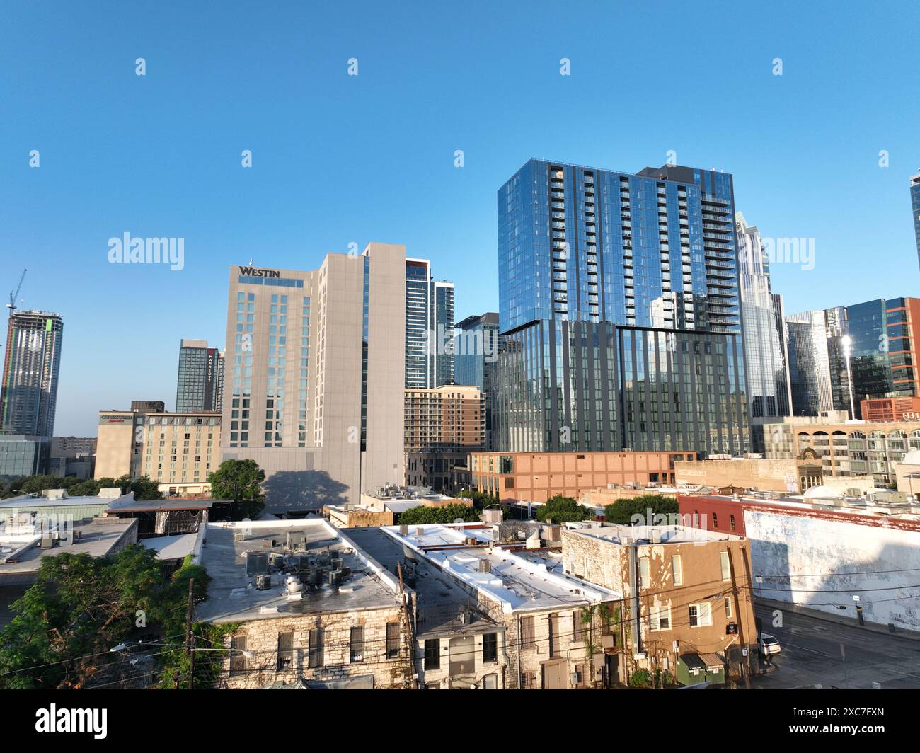 Aerial view of Austin: A vibrant and diverse city in Texas known for its live music scene ...