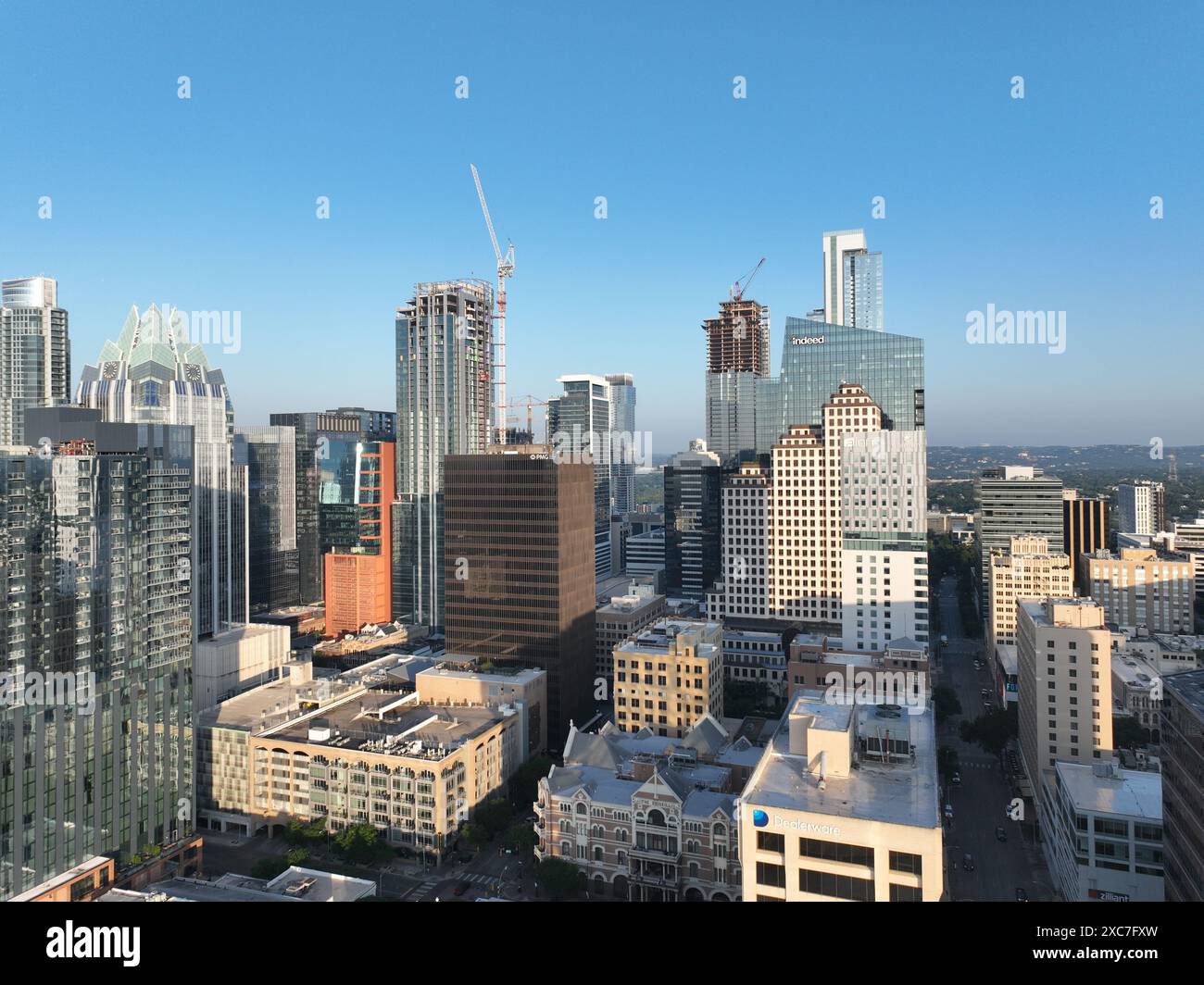 Aerial view of Austin: A vibrant and diverse city in Texas known for its live music scene ...