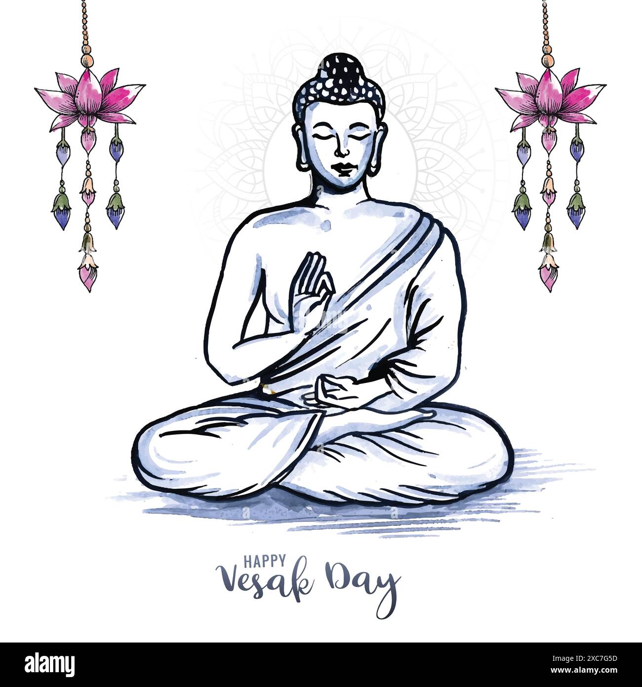 Vesak day traditional budha sketch card background Stock Vector Image ...