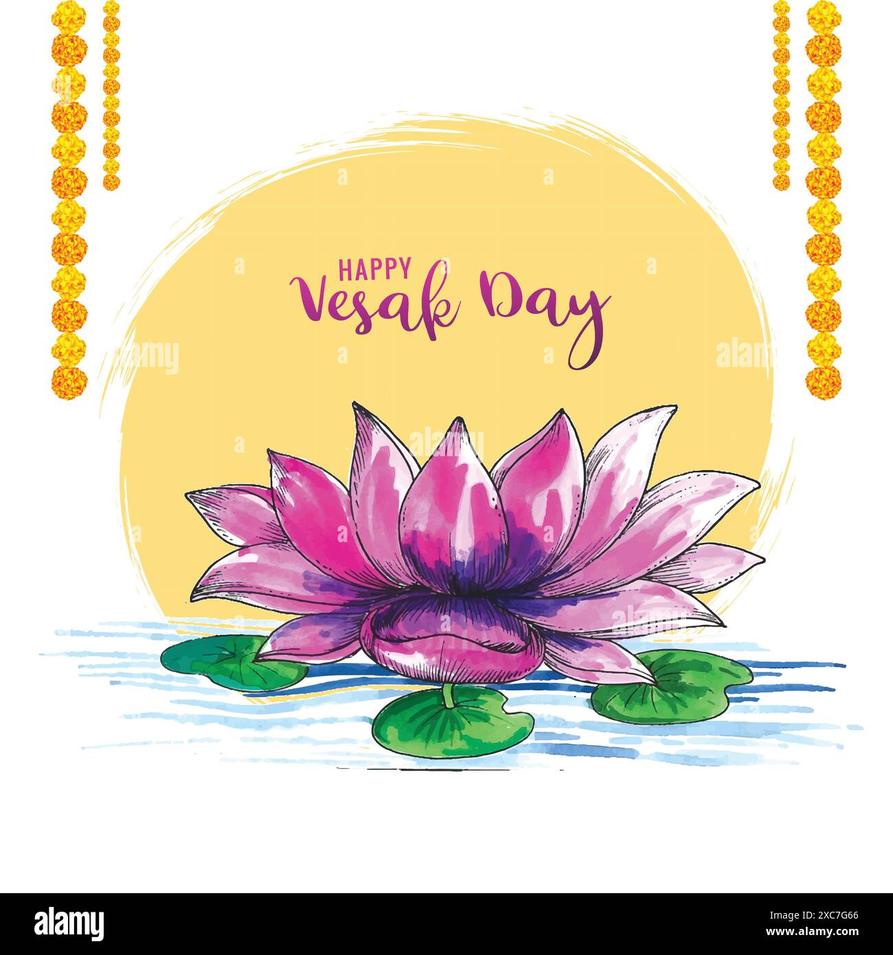 Happy Vesak on lotus flower greeting card background Stock Vector Image ...