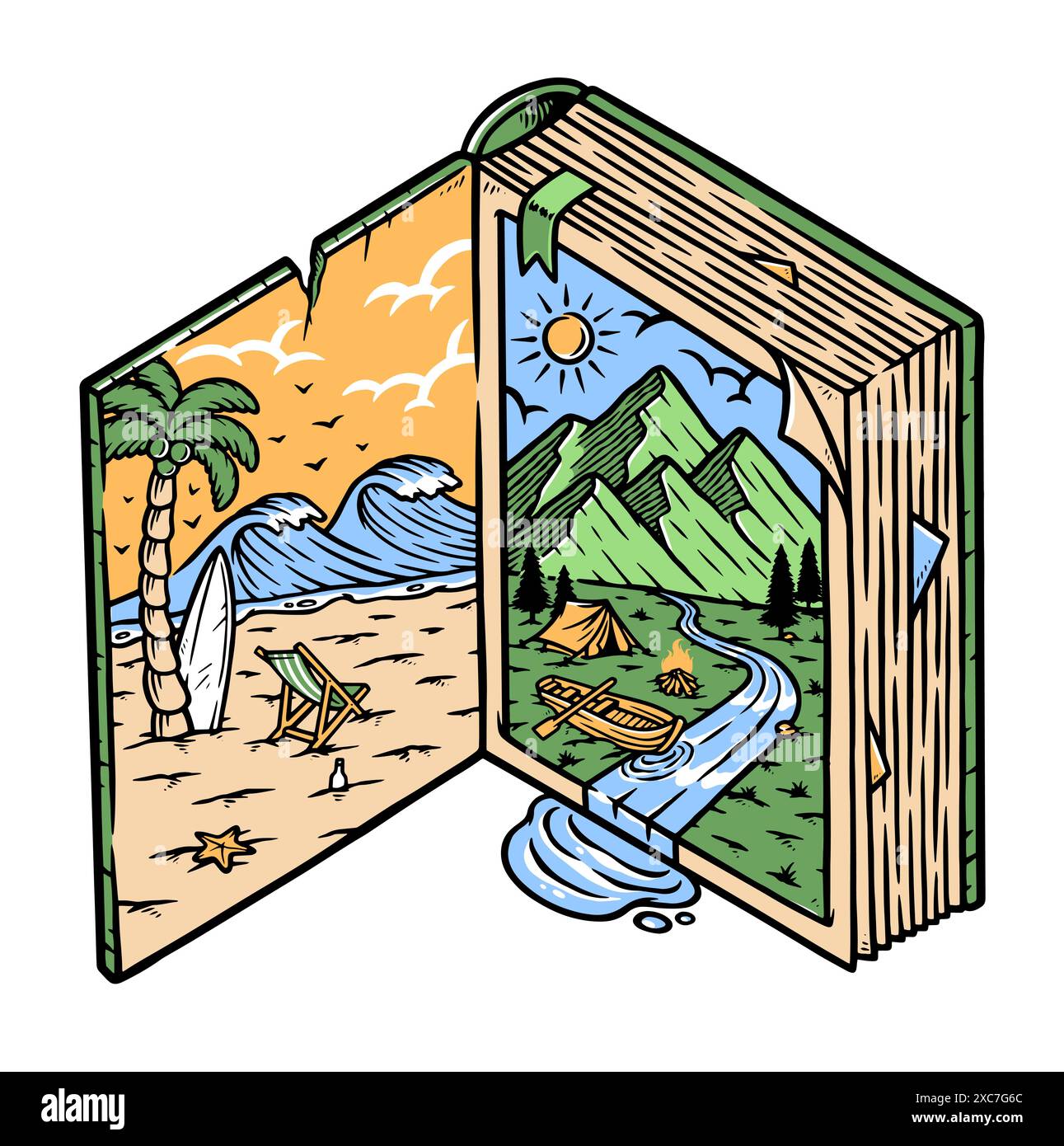 adventure stories in old book illustration Stock Photo - Alamy