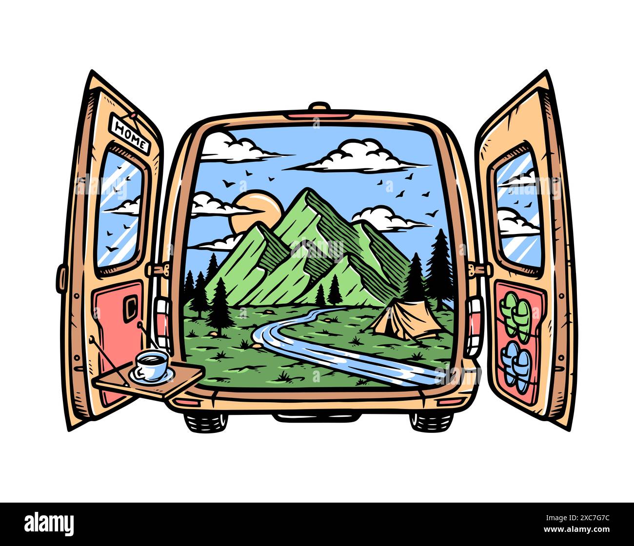 Camper van adventure in Cut Out Stock Images & Pictures - Alamy