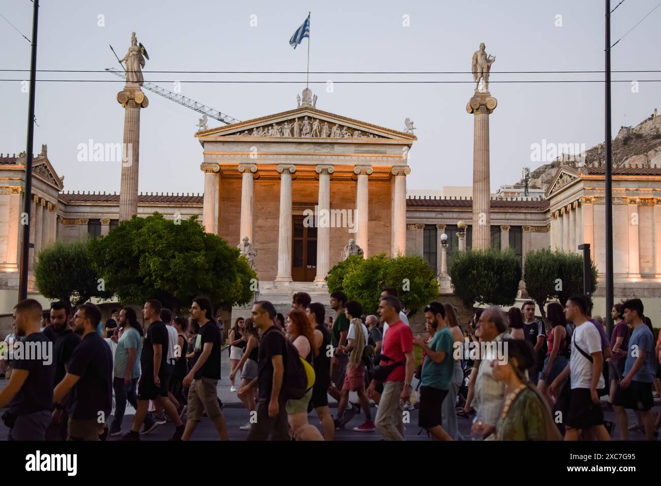 Athens, Greece. 14 June 2024. Protesters march during a protest to mark ...