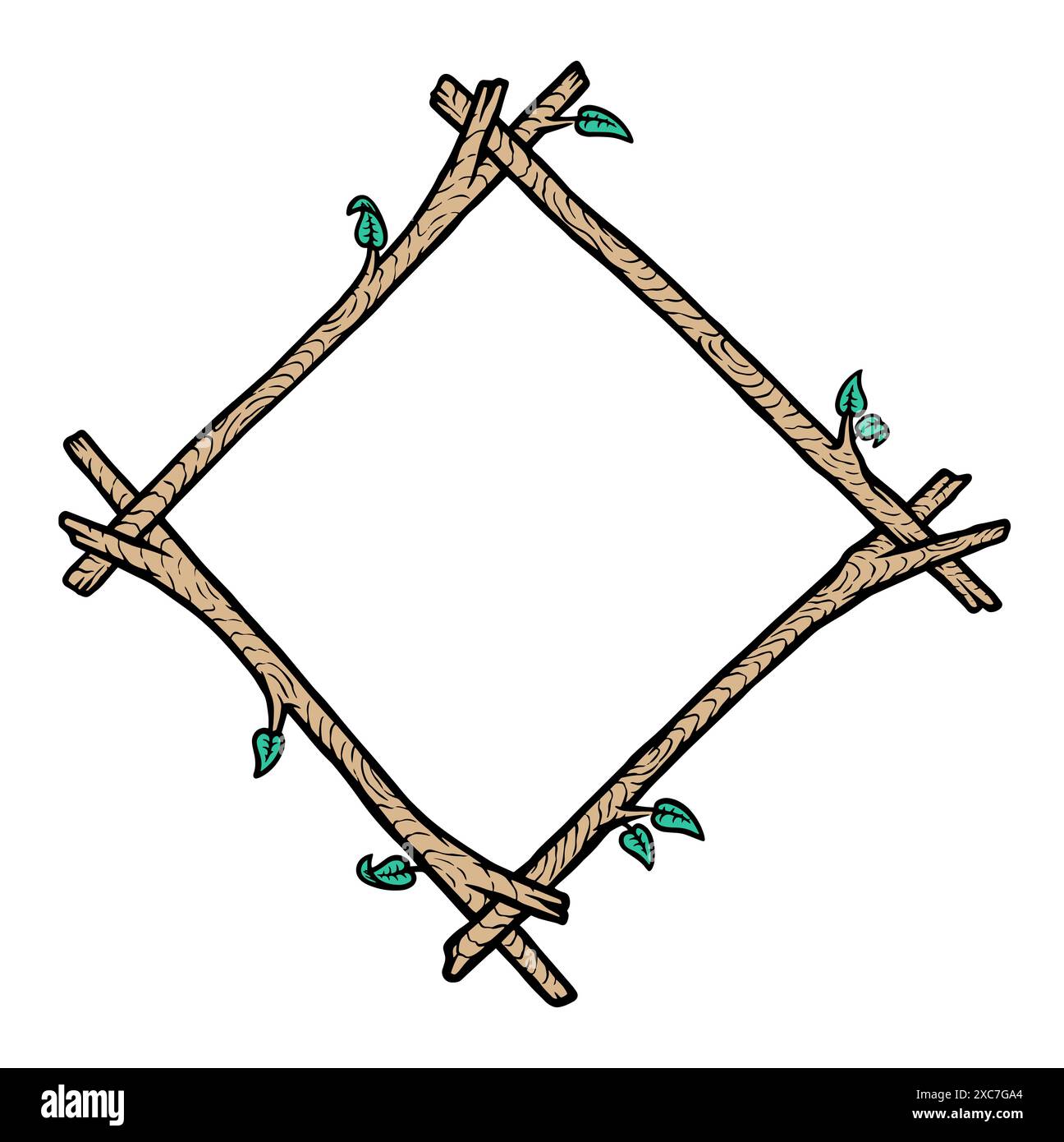 square natural wood frame vector illustration Stock Photo - Alamy