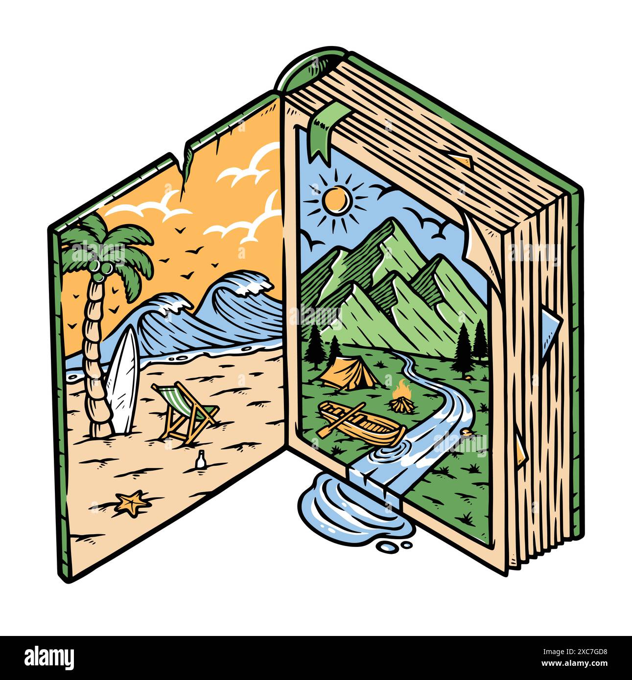 adventure stories in old book illustration Stock Vector Image & Art - Alamy