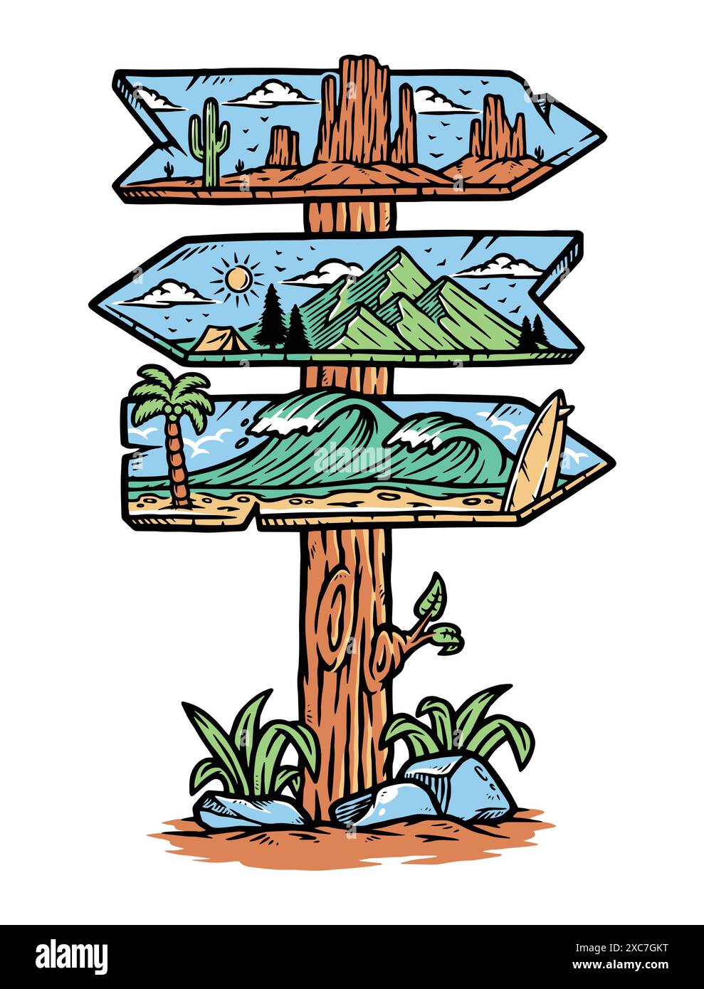 Desert road sign mountain Stock Vector Images - Alamy