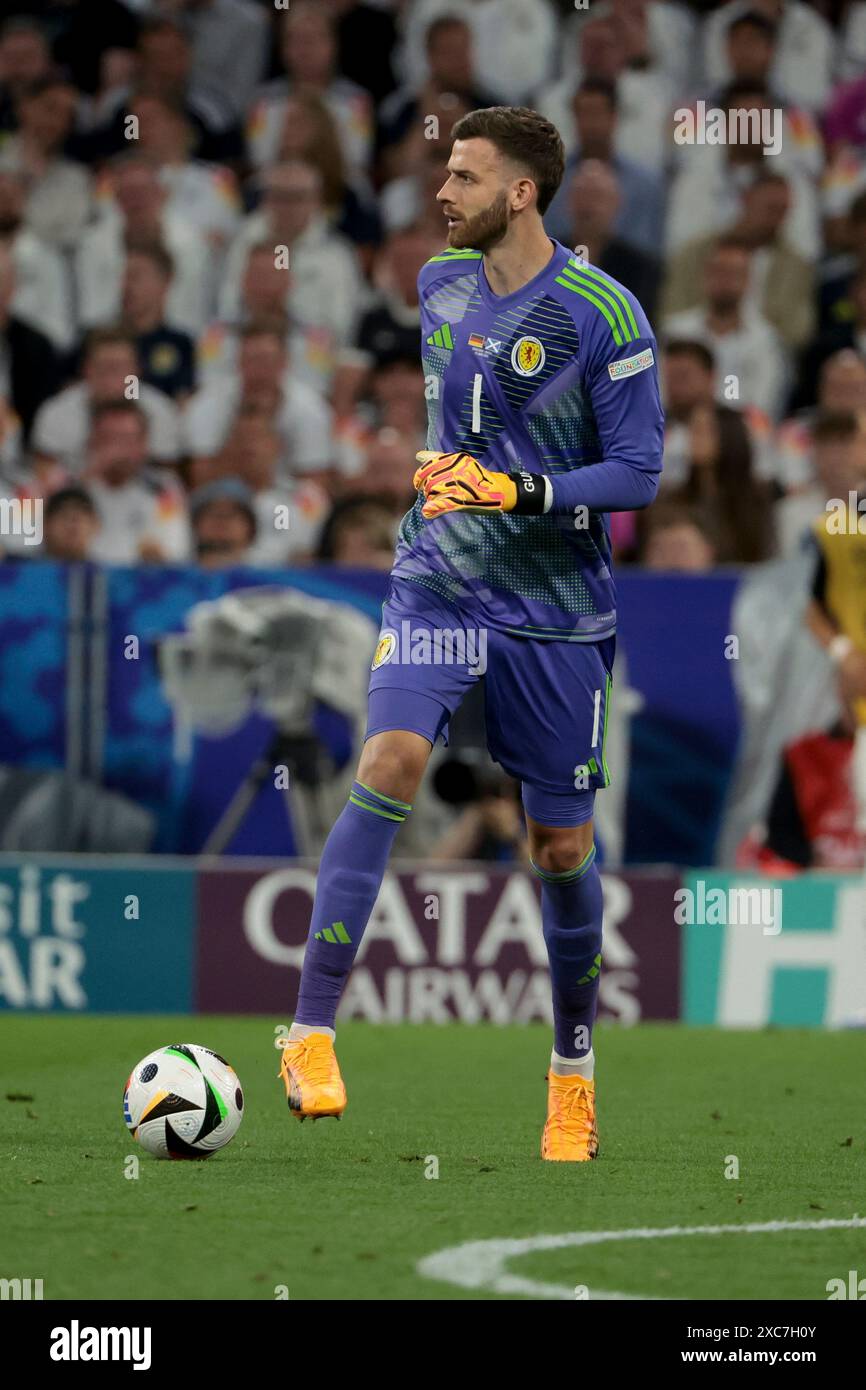 Munich, Allemagne. 14th June, 2024. Scotland goalkeeper Angus Gunn ...