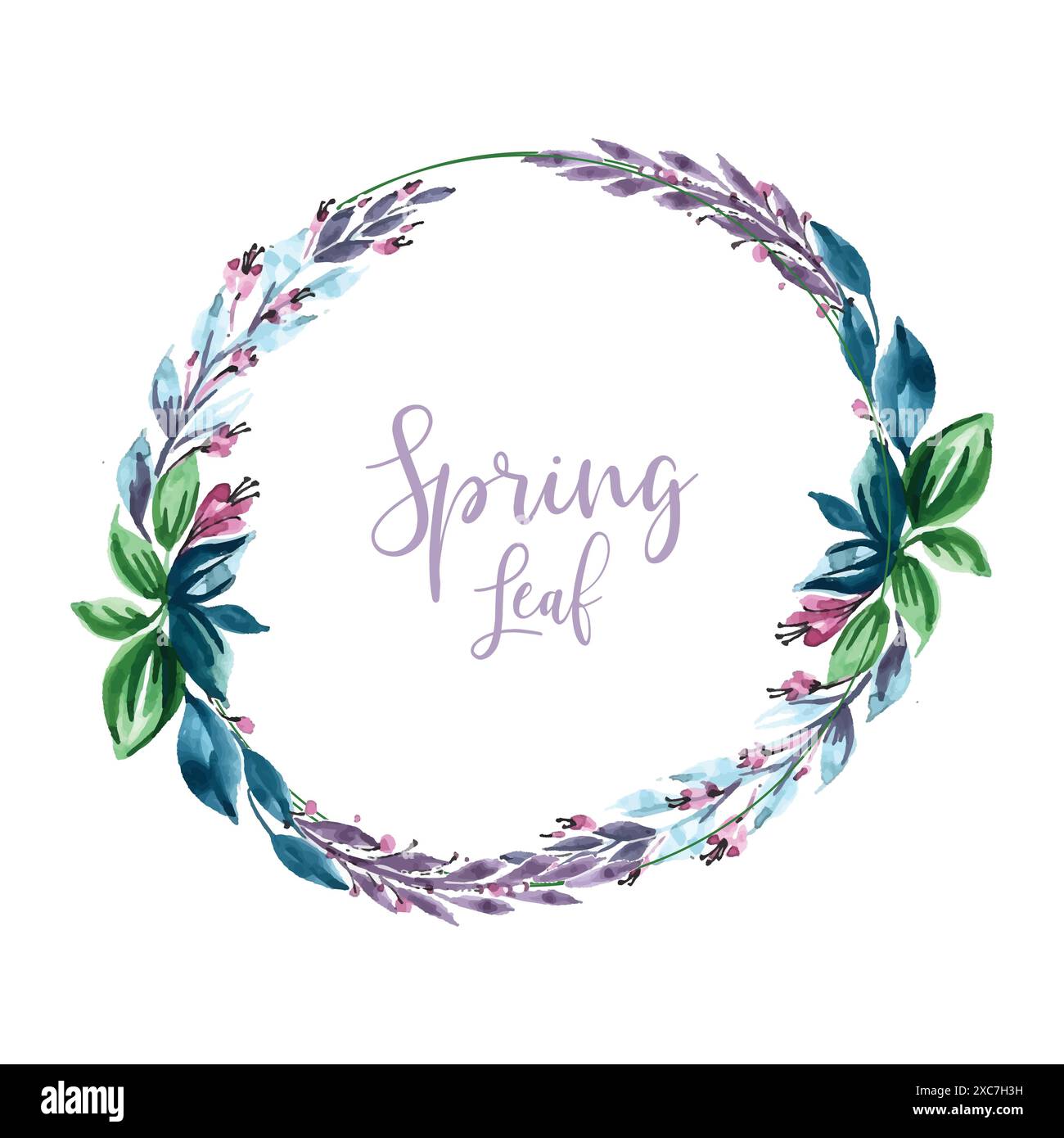 Beautiful circular spring leaf frame card design Stock Vector Image ...