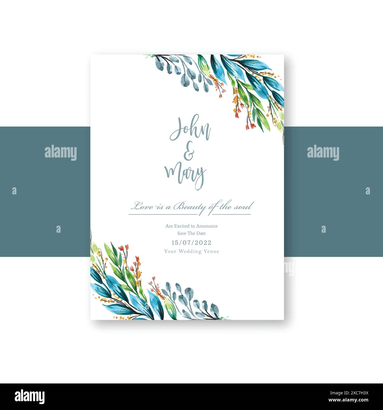 Lovely decorative flowers widding card template design Stock Vector ...