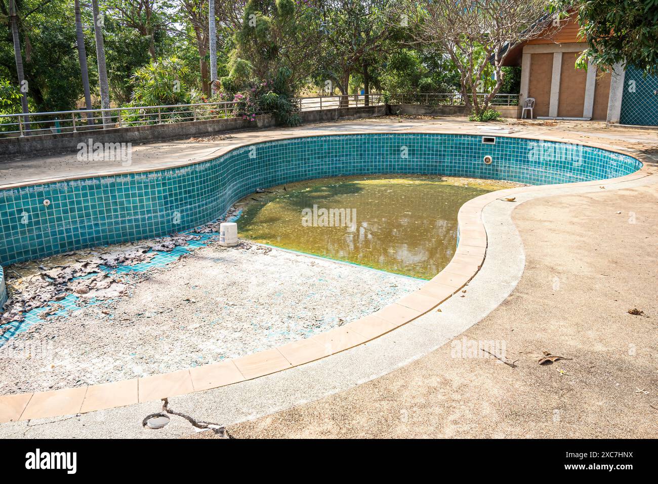Abandoned swimming pool in the garden house Stock Photo - Alamy